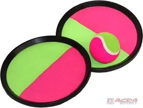 ACRA Hra Catch Ball růžovo-zelená / 2 talíře + míček / 20 cm