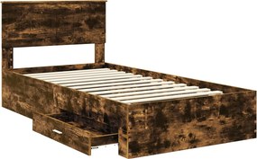 Rám postele s čelo Kouřový dub 100 x 200 cm Kompozitní dřevo 3410935