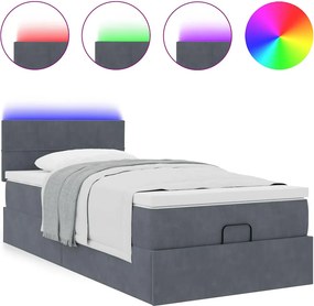 Osmanský rám postele s matrací tmavě šedá 100x200cm samet 3312603