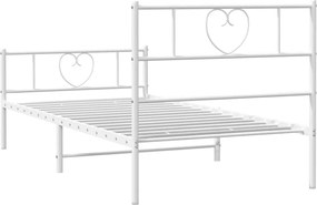 vidaXL Kovový rám postele s hlavovým a nožním čelem 75 x 190 cm [355520] Barva: Bílá