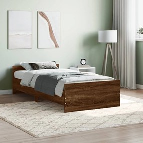 Rám postele hnědý dub 100 x 200 cm kompozitní dřevo - Default Title