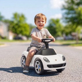 AIYAPLAY Odrážedlo pro děti Porsche odrážedlo s klaksonem, světlem a zvuky motoru, pro 18–36 měsíců, bílá