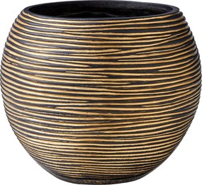 Capi Nature Rib Vase Ball Black Gold Ø 18 cm / V 15 cm