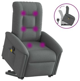 Zvedací masážní polohovací křeslo tmavě šedé textil 3303265