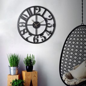 Wallexpert Dekorativní kovové nástěnné hodiny Circle, Černá