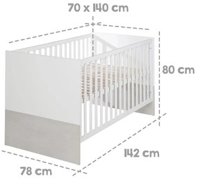 Bílo-světle šedá postýlka 70x140 cm Julia – Roba