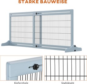 Bezpečnostní branka pro psy, schodišťová branka, výška 180 cm, výškově nastavitelná, šedá + černá