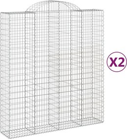 Klenuté gabionové koše 2 ks 200x50x220/240cm pozinkované železo 3146446