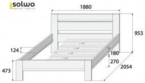 Masivní postel ANGELIKA - Solwo Design Dřevo a odstín oleje: BUK Cink - Olej odstín BO102, Rozměr spací plochy: 200x200