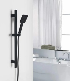 Sapho, Sprchová souprava hranatá, posuvný držák 700mm, černá matná, SC615
