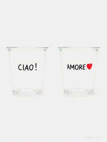 Sinsay - Sklenice s nápisy CIAO! a AMORE 2 pack - černá