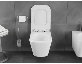 Mexen Teo, závěsná WC mísa 510x345x340 mm, Rimless Tornádo + WC sedátko z duroplastu, bílá lesklá, 30850700T