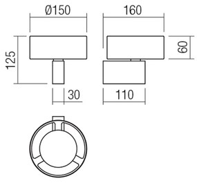 Smarter 01-3095 nástěnné LED svítidlo Punkt, pískově černá, 6W, 3000K, ø15cm