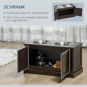 PawHut vyvýšené misky pro psy, s úložným prostorem, 2 misky, pro velké psy, miska na vodu, miska na krmivo, stojan na misky pro psy, 60 cm x 30 cm x …