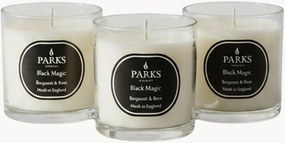Sada ručně vyrobených vonných svíček Black Magic (bergamot, růže a pačuli), 3 díly