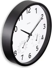 Hama Malta nástěnné hodiny 25 cm černá / tichý chod / teploměr/vlhkomě