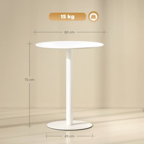 HOMCOM Jídelní Stůl, Kulatý Kuchyňský Stůl pro 2 Osoby, Moderní Jídelní Stůl do Obývacího Pokoje, Zahrady, Ocel, Ø60 x 72 cm, Bílý