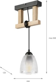 Lustr na lanku LEANDRA 1xE27/15W/230V dub/černá