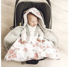 Babysteps Celoroční zavinovací deka do autosedačky pro miminko EUKALYPTUS + ŠEDÁ