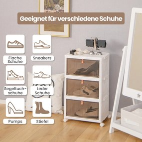 Costway 3-patrové úložné boxy s víkem a magnetickými průhlednými dveřmi