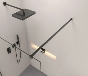 Erga Paris, sprchová zástěna Walk-In 60x200 cm, 8mm čiré sklo, černý profil, ERG-V02-PARIS-060x200-CL-BK