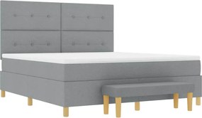 Postel s boxspringem s čelo Světle šedá 200 x 180 cm textil 3344317