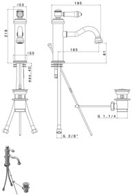 Sapho Vienna VO002BR umyvadlová baterie stojánková páková bronz