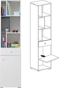 Regál SIGMA SI 8 L/P s policemi a zásuvkou | 45 cm | UNI provedení | bílá/beton