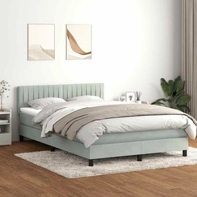Box spring postel s matrací a LED světle šedá 160x210 cm samet 3317079