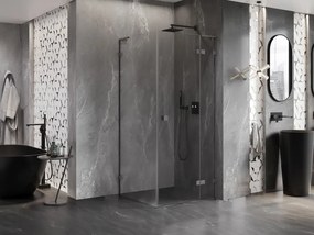 Mexen Lunar, L výklopný sprchový kout pravý 90 x 90 cm, 8mm čiré sklo, profil grafit broušený, 834L-090-090-66-00-P