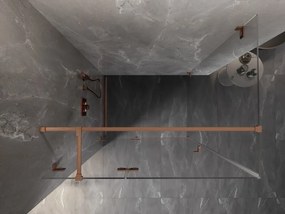 Mexen Lunar T, sklápěcí sprchový kout levý 130 x 80 cm, 8mm čiré sklo, profil měděná matná, 834T-130-080-65-00-L