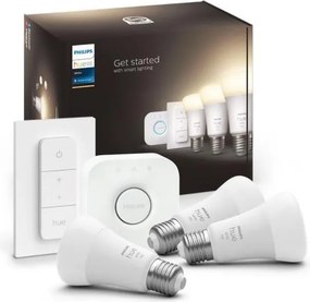 Základní sada Philips Hue WHITE 3xE27/9,5W 2700K + Hue bridge a dimmer switch