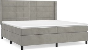 Box spring postel s matrací světle šedá 200x200 cm samet 3132699
