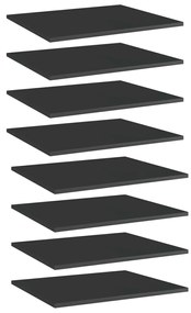 Přídavné police 8 ks černé vysoký lesk 60x50x1,5 cm dřevotříska - Default Title