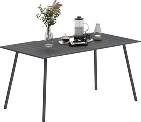 Obdélníkový ocelový zahradní stůl Outsunny 150x80x74 cm - venkovní stůl na terasu s latkovým designem, odolný vůči povětrnostním vlivům, snadno omyvat