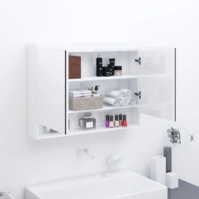 Petromila Koupelnová skříňka se zrcadlem 80 x 15 x 60 cm MDF zářivě bílá