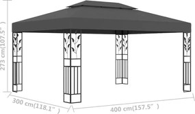 vidaXL Altán s dvojitou střechou 3 x 4 m [48031] Barva: Bílá