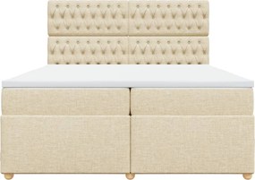 Box spring postel s matrací krémová 200x200 cm textil 3293699