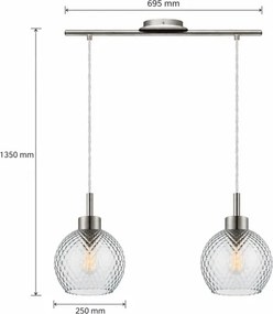BRILAGI - LED Lustr na lanku RETRO GLASS 2xE27/60W/230V matný chrom/kouřová šedá