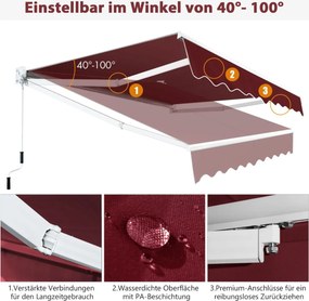 Costway Markýza se sklopným ramenem z materiálu odolného vůči UV záření a vodě