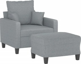 Křeslo s podnožkou světle šedé 60 cm textil 3201081