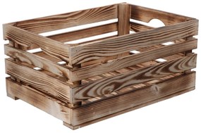 ČistéDřevo Opálená dřevěná bedýnka 46 x 32 x 22 cm
