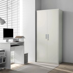 HOMCOM Skříň na dokumenty, kancelářská skříň se 2 dveřmi, 5úrovňová multipurpose skříň s nastavitelností polic, ocelová úložná skříň, pro domácí kanc…