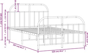 vidaXL Kovový rám postele s hlavovým a nožním čelem 120 x 200 cm [353651] Barva: Bílá