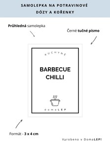 Samolepka na kořenky BARBECUE CHILLI průhledná 3 × 4 cm tučné písmo