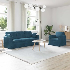 Set pohovek 2 ks Modrá samet 3407603