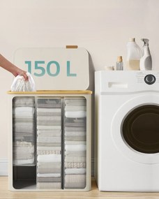 Goleto Koš na prádlo s víkem 150 l | krémově bílá