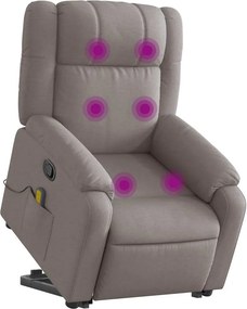 Zvedací masážní polohovací křeslo taupe textil 3205222