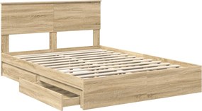 Postel s úložným prostorem se zásuvkou Sonoma dub 140 x 190 cm 3408454