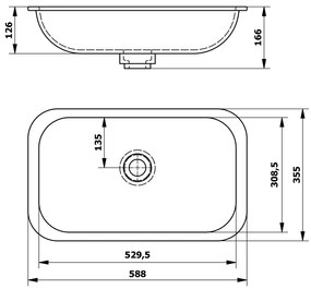 Sapho IMPALA 58,8 x 16,8 x 35,5 cm IM540 umyvadlo pod desku bílá mat